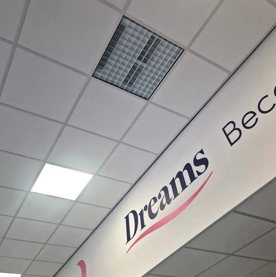 Ceiling Grid Heaters Installed at Dreams Beds, Horsham, Sussex | BN Thermic