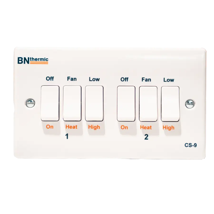 Six gang switch for controlling two BN Thermic fan heaters | BN Thermic